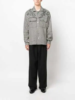 Roberto Cavalli Studded Gingham Wool-blend Shirt