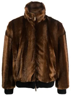 Dsquared2 Logo-embossed Faux-fur Jacket
