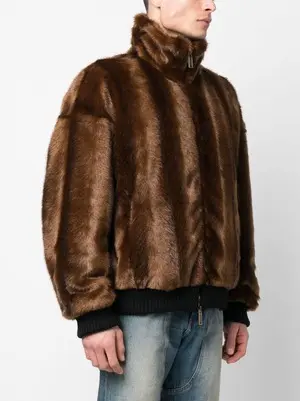 Dsquared2 Logo-embossed Faux-fur Jacket