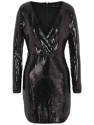 armani exchange black sequin dress Armani Exchange Black Sequin Sleeveless Fitted Dress