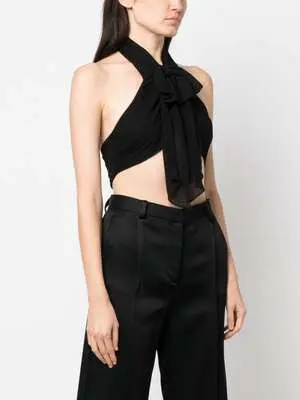Moschino Backless Silk Crop Top