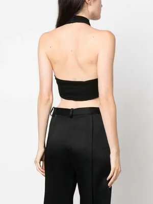 Moschino Backless Silk Crop Top