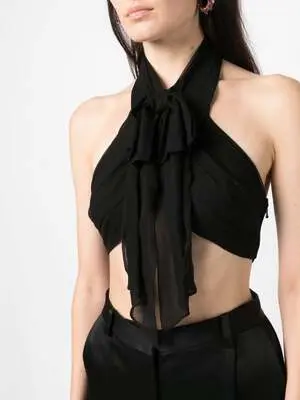 Moschino Backless Silk Crop Top