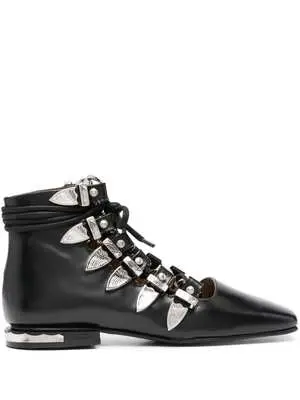 Toga Lace-up Leather Ankle Boots