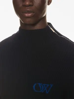 Off-White Logo-embroidered Rib-knit Jumper
