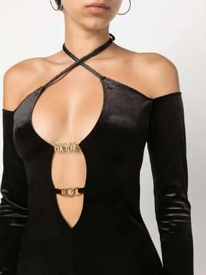 Versace Logo-plaque Cut-out Minidress