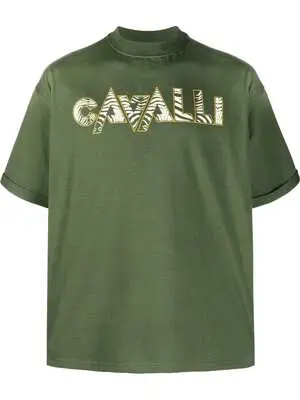 Roberto Cavalli Zebra-print Logo T-shirt - Green