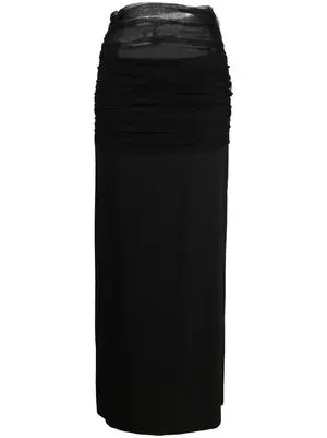 Christopher Esber Tulle-trim Ruched Maxi Skirt