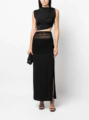 Christopher Esber Tulle-trim Ruched Maxi Skirt