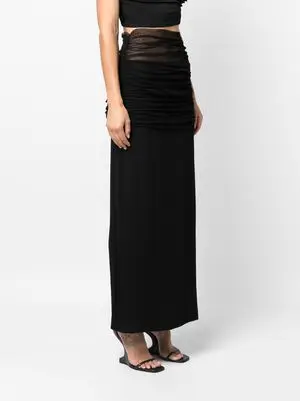 Christopher Esber Tulle-trim Ruched Maxi Skirt