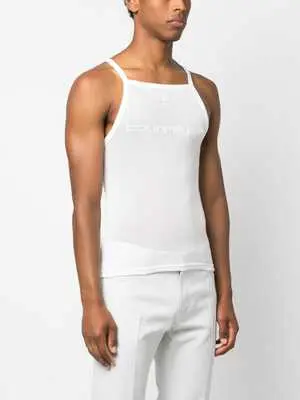 COURREGES Bumpy Contrast Mesh Tank Top