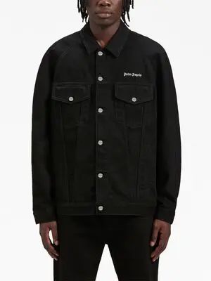 Palm Angels Logo-embroidered Denim Jacket - Black