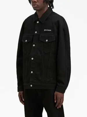 Palm Angels Logo-embroidered Denim Jacket - Black