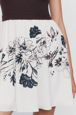 Anthropologie Thea Short Sleeve Twofer Mini Dress - Brown Pattern