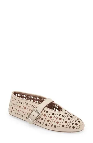 Alaïa Laser-Cut Ballerina Flat Light Beige