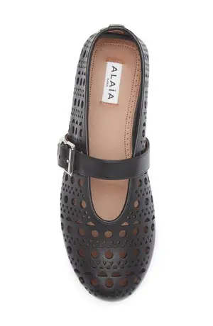 Alaïa Laser-cut Ballerina Flat - Noir