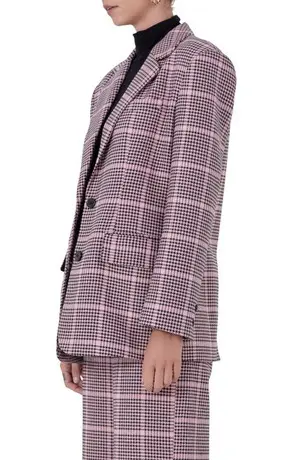 Endless Rose Houndstooth Check Blazer - Pink Multi