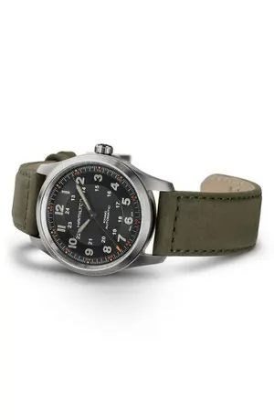 Hamilton Khaki Field Automatic Leather Strap Watch
