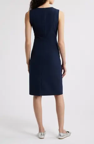 Kobi Halperin Meridian Twill Sheath Dress - Navy