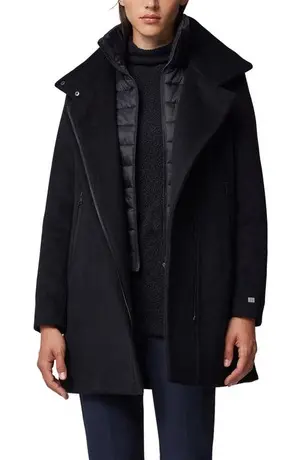 Soia & Kyo Abbi Wool Blend Coat With Quilted Puffer Bib