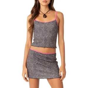EDIKTED Animal Print Ribbed Crop Camisole