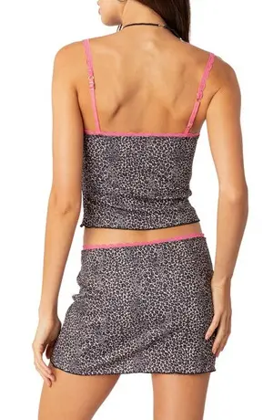 EDIKTED Animal Print Ribbed Crop Camisole