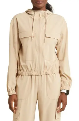 Zella Interval Hooded Utility Jacket - Tan Nomad