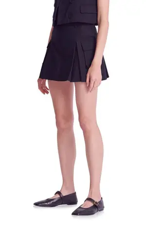 English Factory Cargo Flap Patch Pocket Skort - Black
