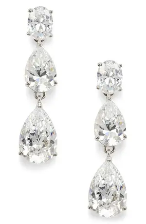 Nadri Chiara Cubic Zirconia Drop Earrings - Rhodium