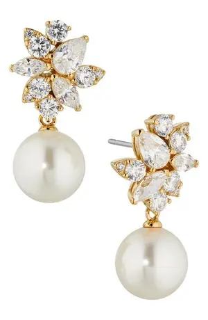 Nadri Chiara Imitation Pearl Drop Earrings - Gold