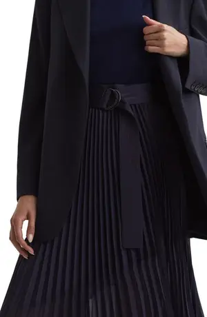 REISS Pleated Belted Midi Skirt