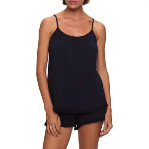 Eberjey Gisele Ruffle Trim Short Pajamas - Black