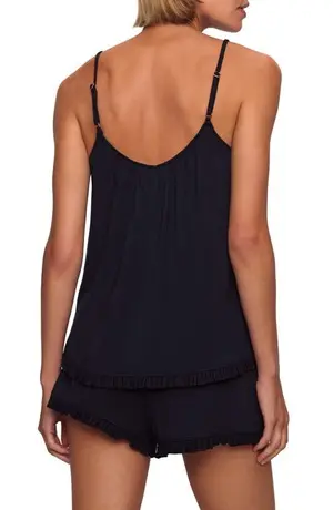 Eberjey Gisele Ruffle Trim Short Pajamas - Black