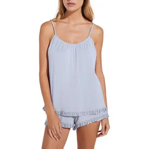 Eberjey Gisele Ruffle Trim Short Pajamas - Ice Blue
