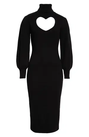 Farm Rio Heart Cutout Long Sleeve Sweater Dress In Black - 45% Off |  Editorialist