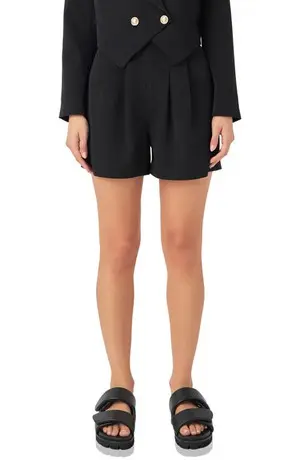 GREY LAB Pleated High-waisted Shorts - Black