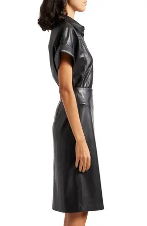 Alice + Olivia Edyth Faux Leather Snap-up Shirt