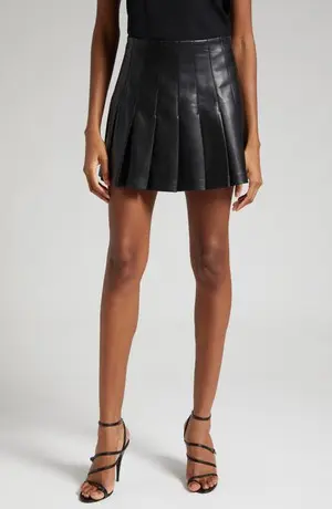 Pleated Faux Leather Mini Skirts