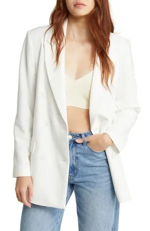 OPEN EDIT Open Edit Oversized Double Breasted Blazer Ivory Cloud