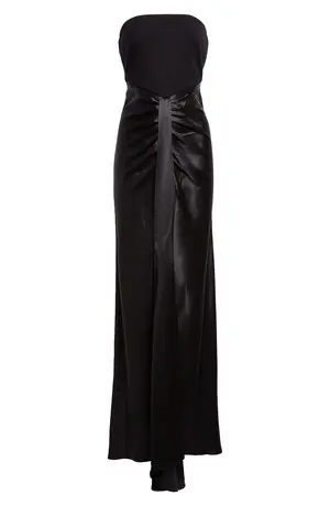 Staud Wayfaring Strapless Satin Maxi Dress