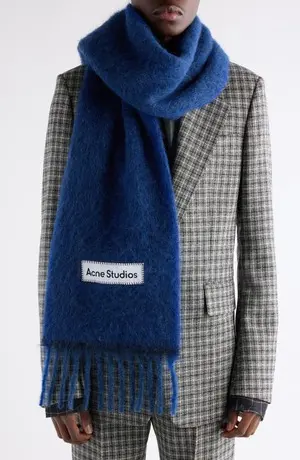 Acne Studios Valley Fringe Scarf - Dark Navy/black