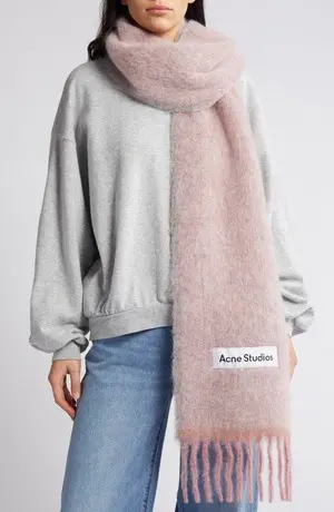 Acne Studios Valley Fringe Scarf Dusty Pink