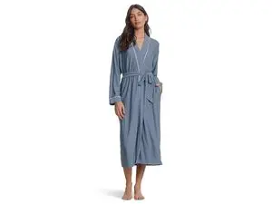 Eberjey Gisele Printed The Tencel Modal Long Robe Robe Duo Stripe Slate /ivory - Blue