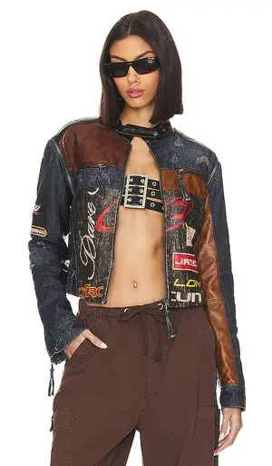JADED LONDON Daytona Zip Off Sleeve Moto Jacket - Mutli