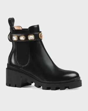 Gucci Trip Leather Chelsea Boots - Nero
