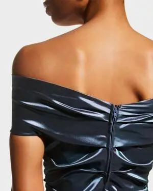 Rickie Freeman For Teri Jon Off-shoulder Gown - Slate