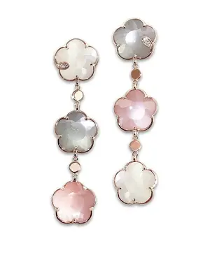 Pasquale Bruni 18k Rose Gold Moonstone & Diamond Flower Drop Earrings - Multi/rose Gold