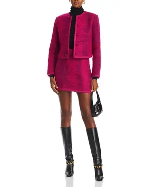 Aqua Tweed Collarless Jacket Exclusive
