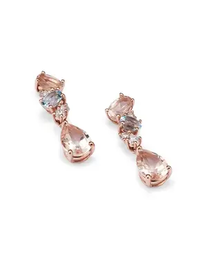Bloomingdale'S Morganite, Aquamarine, And Diamond Drop Earrings