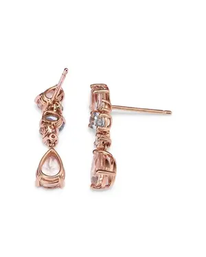Bloomingdale'S Morganite, Aquamarine, And Diamond Drop Earrings